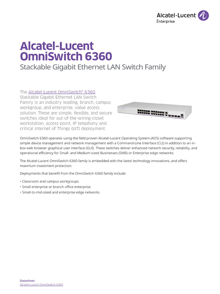 Omniswitch 6360 Datasheet en | PDF | Computer Network | I Pv6