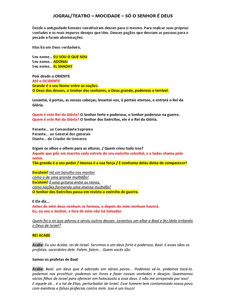 Jogral 1 - Mocidade | PDF | Elias | Deus