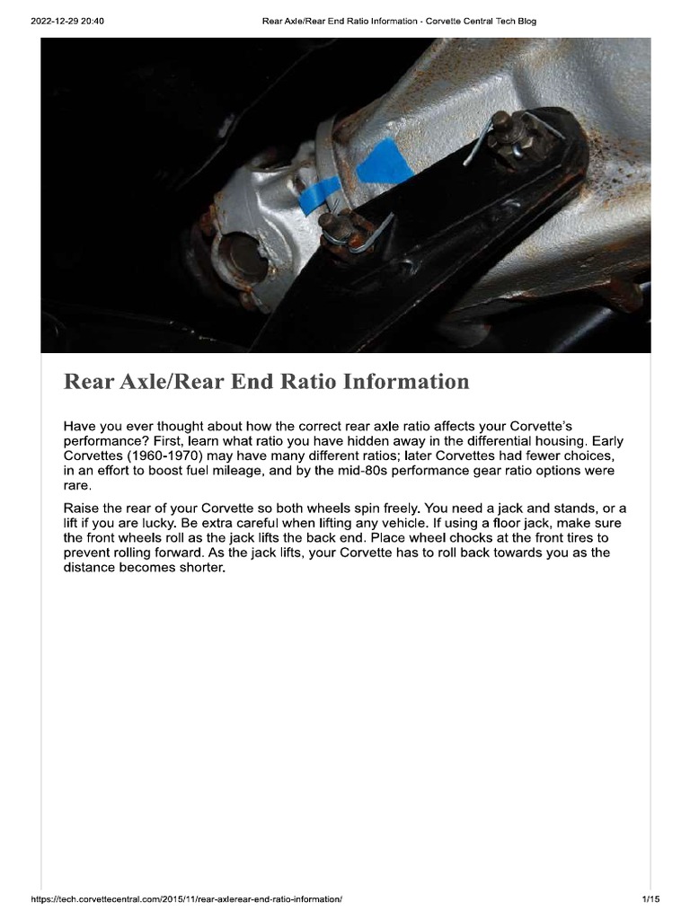 Rear Axle - Rear End Ratio Information | PDF