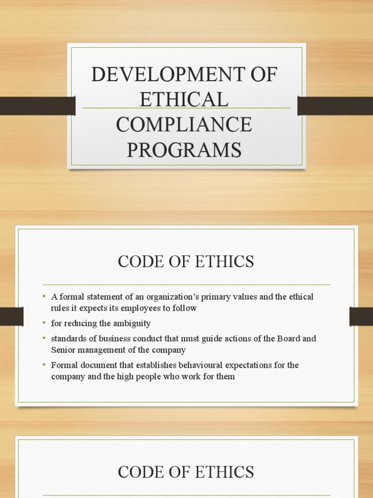 Development of Ethical Compliance | PDF | Applied Ethics | Business