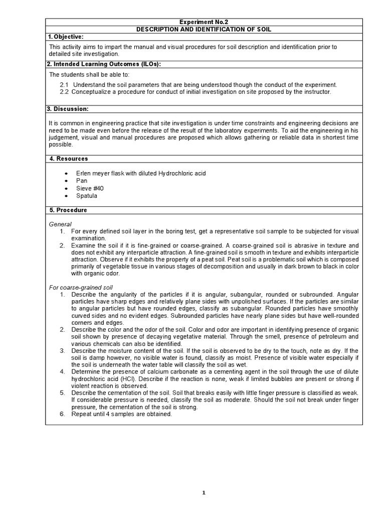 Laboratory Ex 2 | PDF | Soil | Experiment