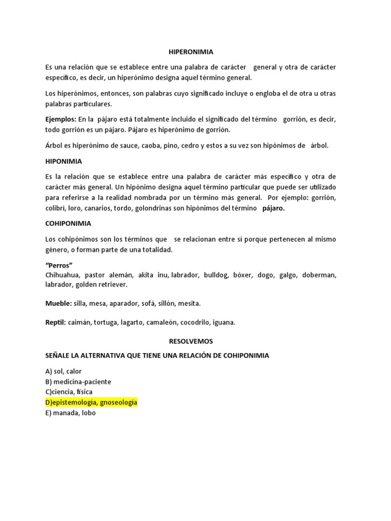 HIPERONIMIA | PDF