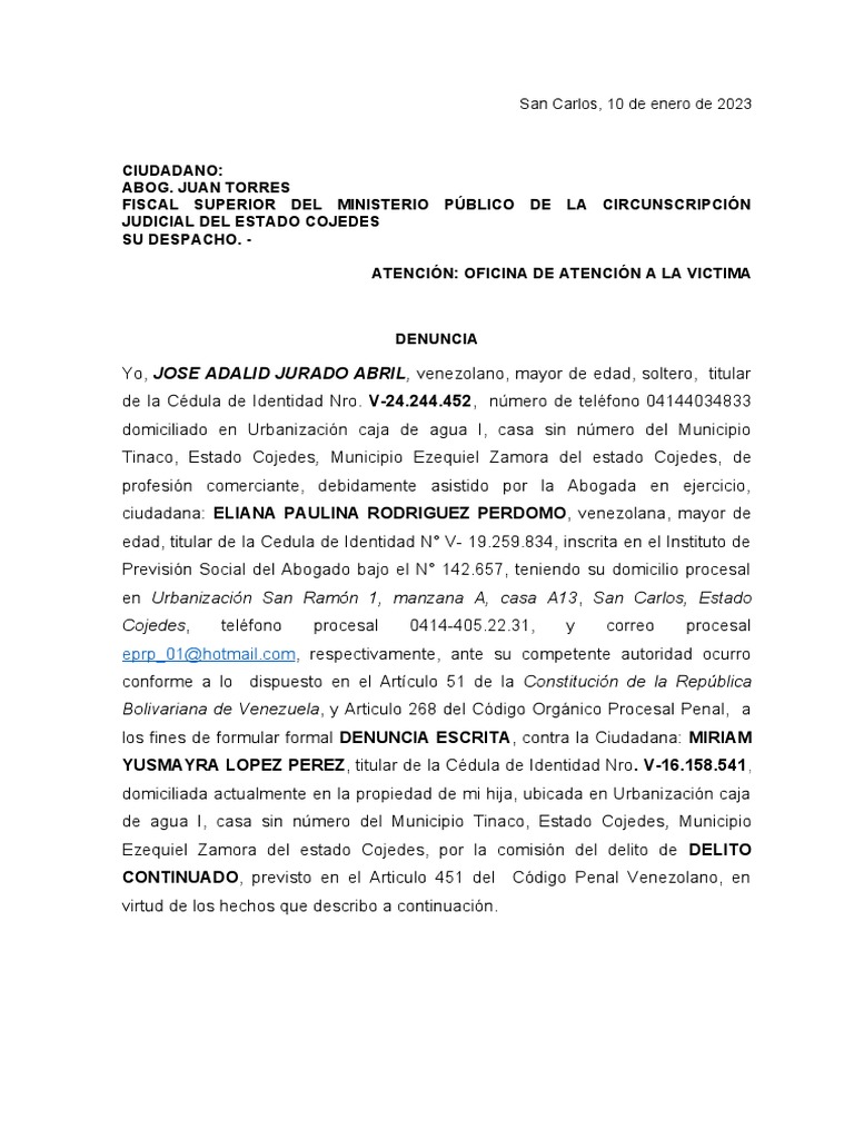 Denuncia Fiscalia | PDF | La violencia contra las mujeres | Venezuela