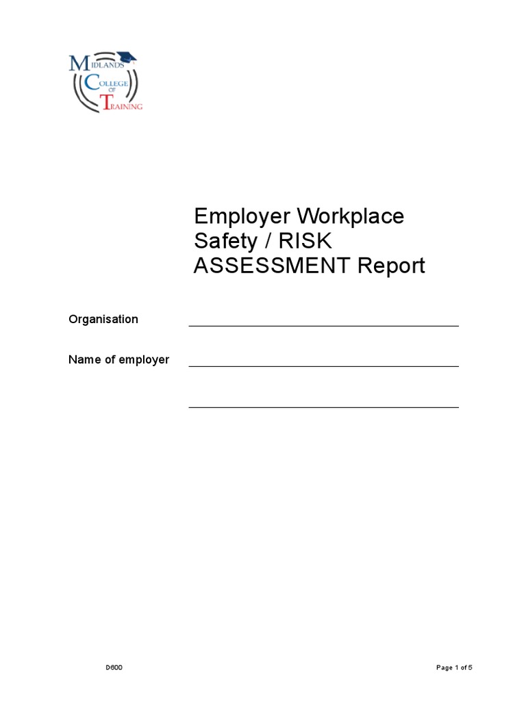 Risk Assessment Form | Download Free PDF | Occupational Safety And ...