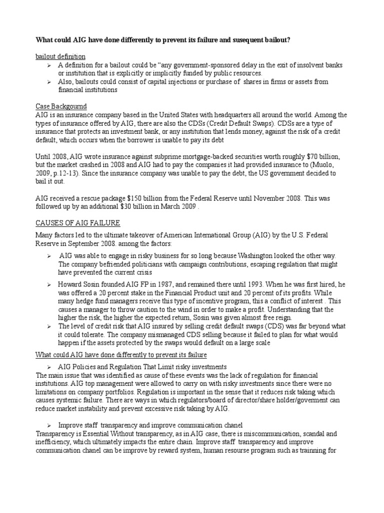 How AIG Could Have Prevented Its Failure Through Improved Regulation ...