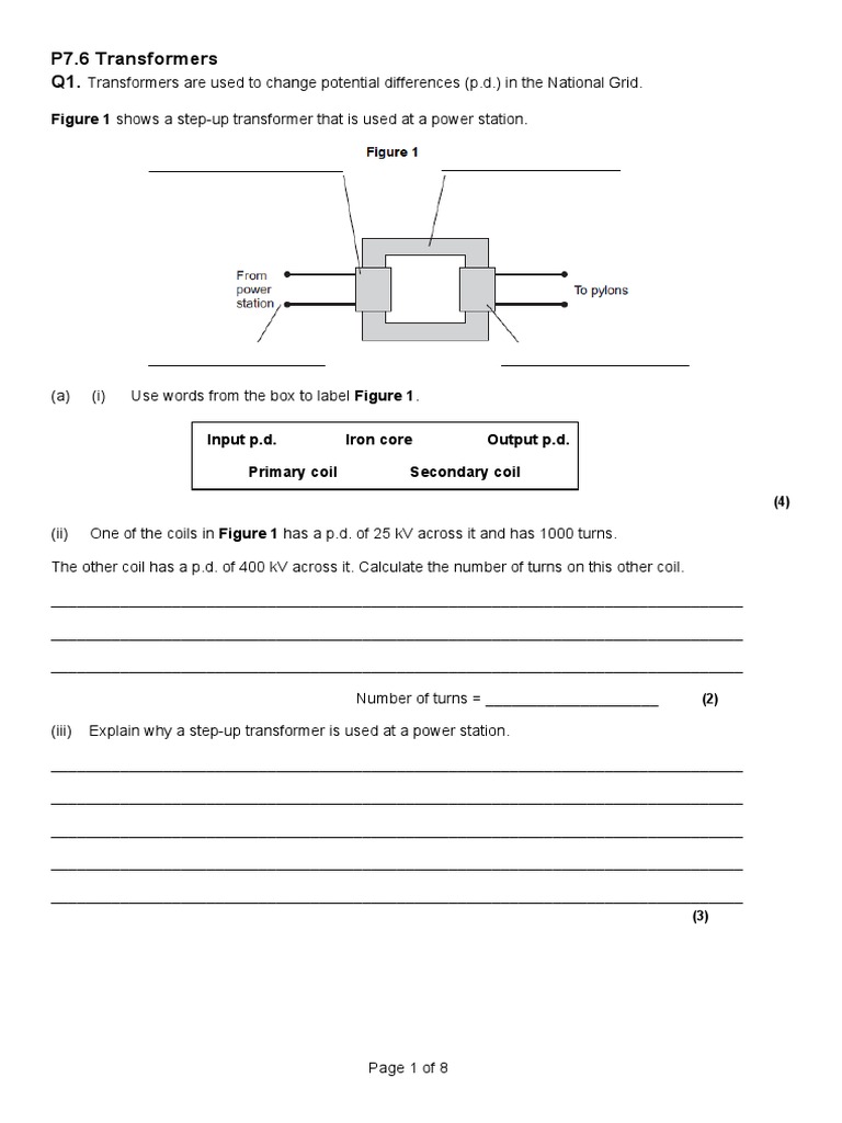 P7.7 Transformers Exam Q | PDF | Transformer | Inductor