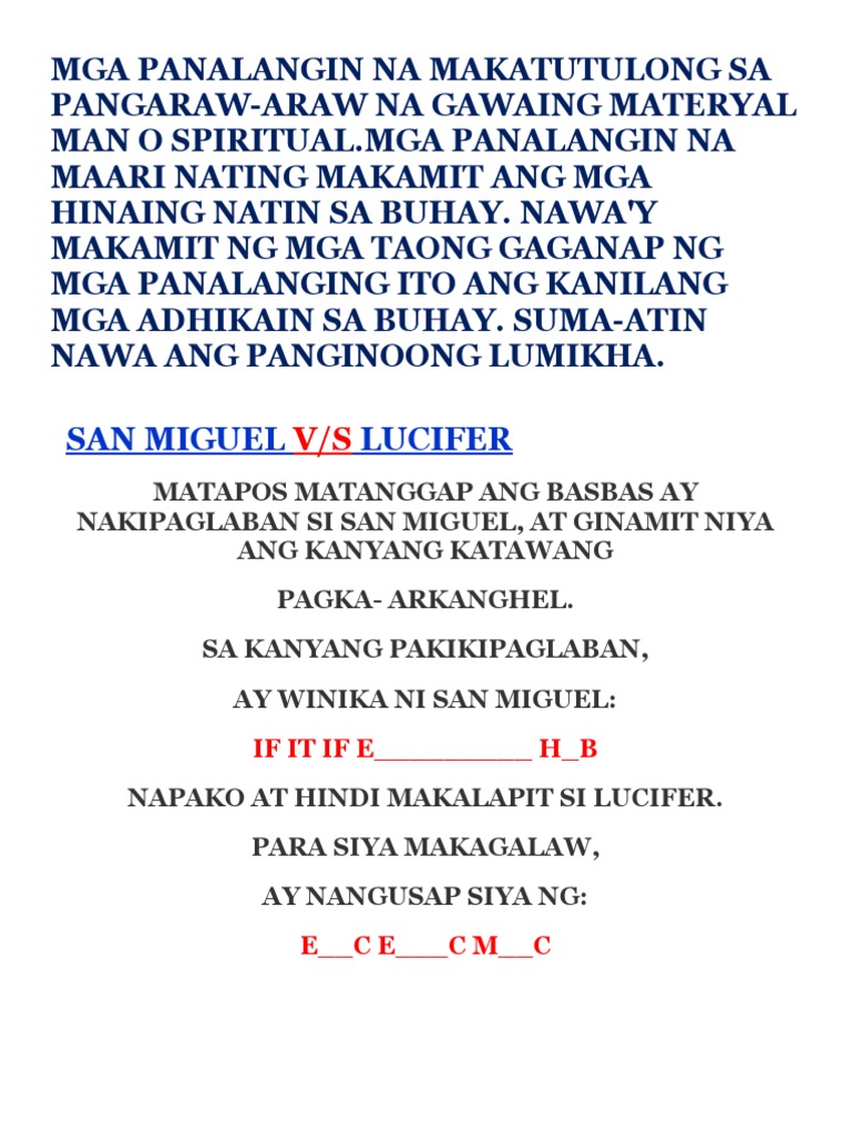 Mga Panalangin Na Makatutulong Sa Pangaraw | PDF Mga Panalangin Na Makatutulong Sa Pangaraw | PDF