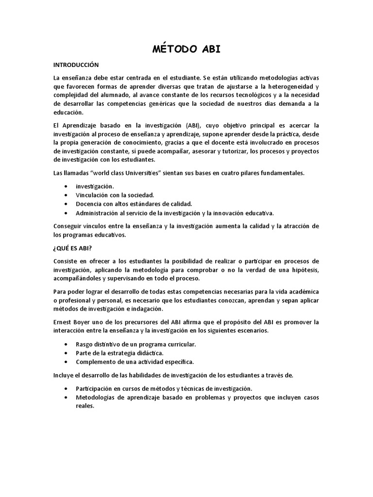 Método Abi | PDF | Evaluación | Enseñando