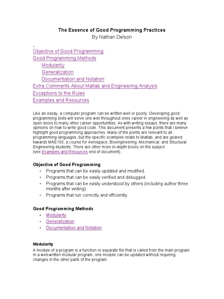 The Essence of Good Programming Practices | PDF | Programming | Computer Program