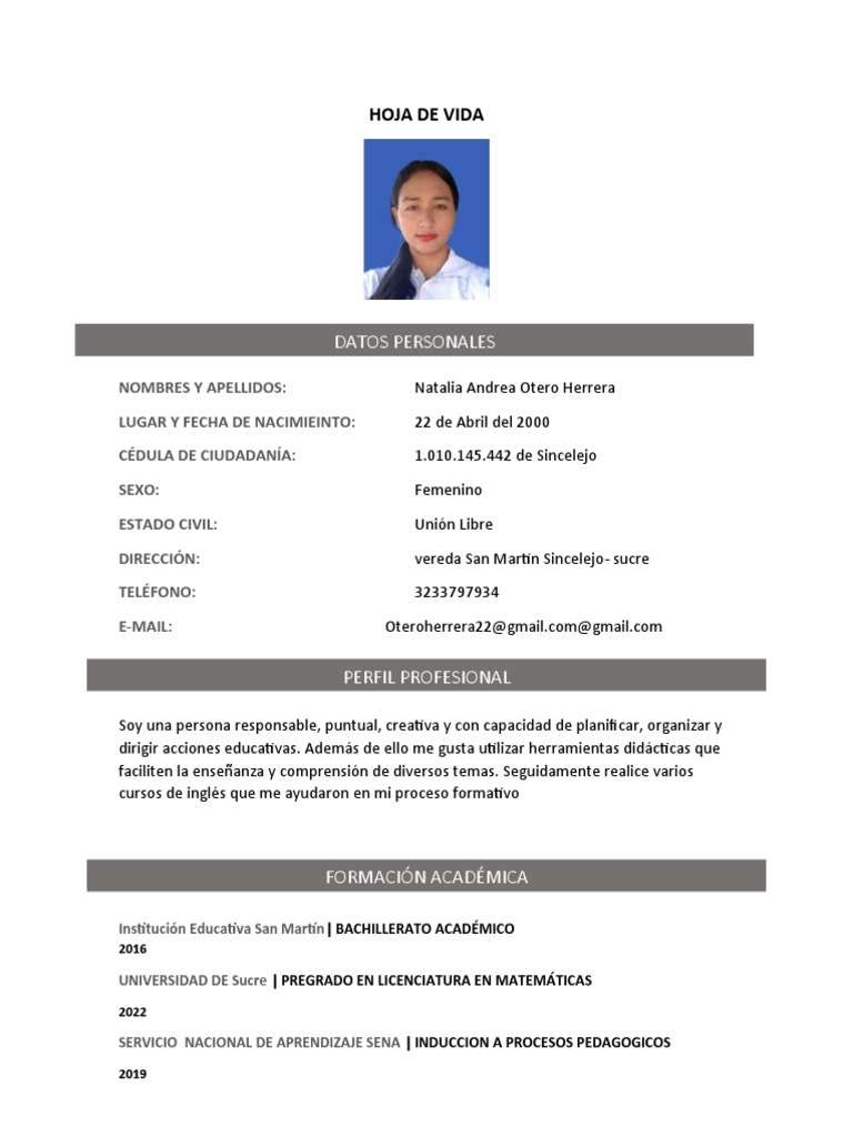 Formato HV Inicio Ok1 | PDF