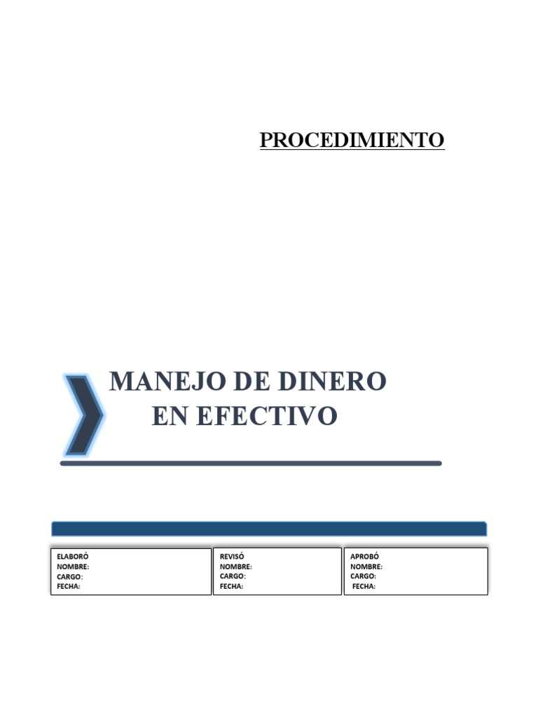 Manual de Políticas y Procedimientos Manejo de Efectivo. | PDF | Cheque | Bancos