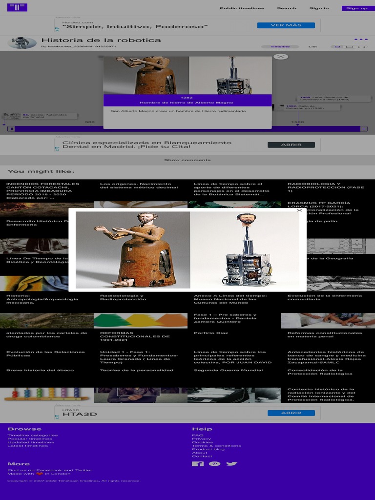 Historia de La Robotica Timeline Timetoast Timelines | PDF | Science