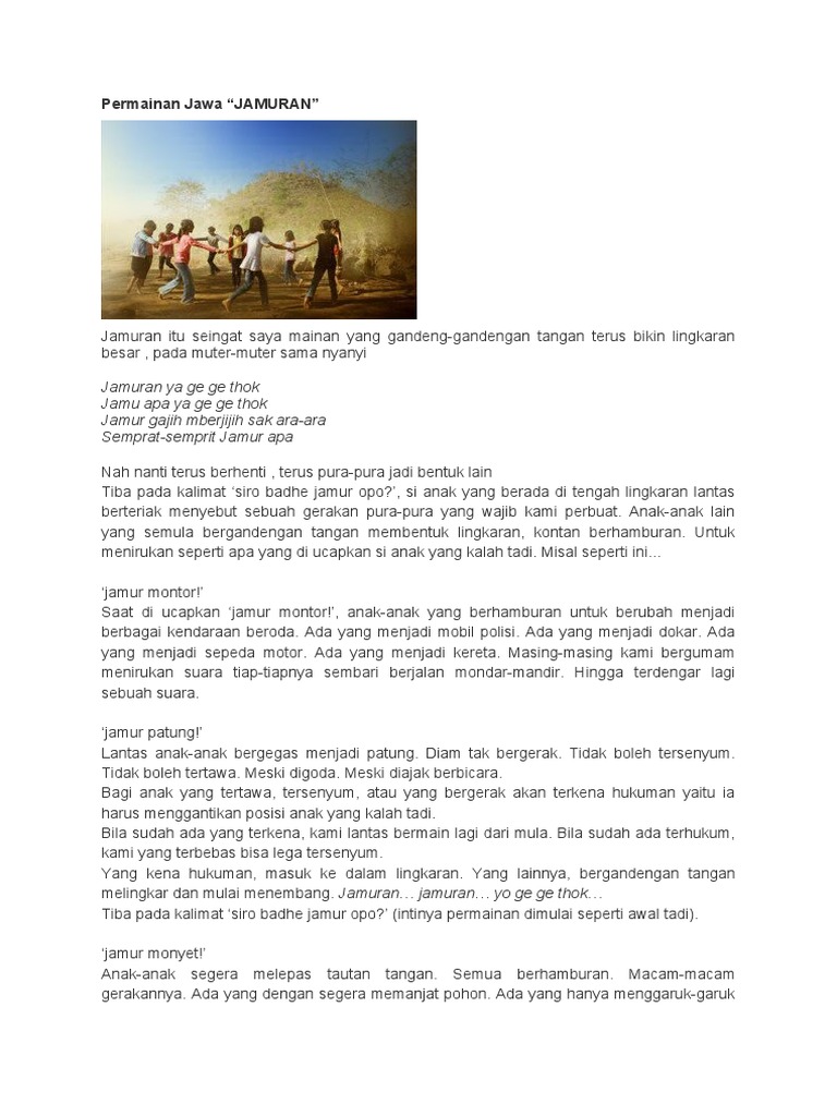 PERMAINAN TRADISIONAL JAWA "JAMURAN" | PDF