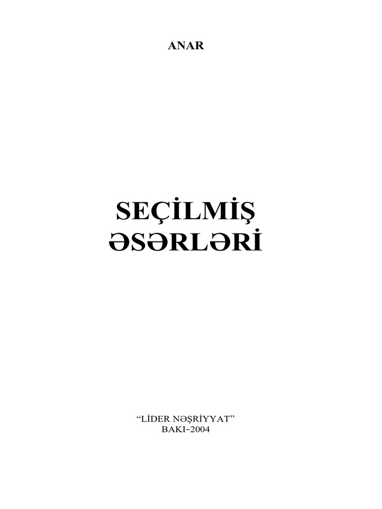 Anar - Seçilmiş Əsərləri | PDF