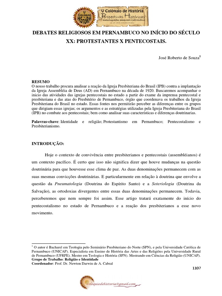 Debates Religiosos em Pernambuco: 1920s | PDF | Pentecostalismo ...