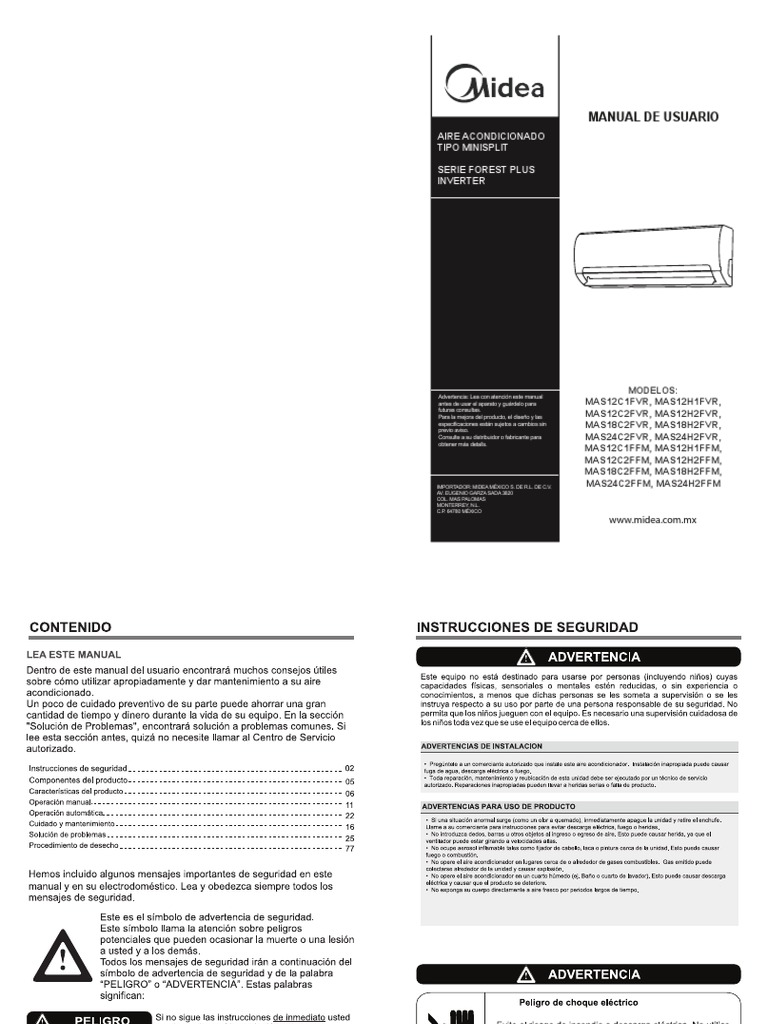 Manual de Usuario Aire Acondicionado Midea | PDF