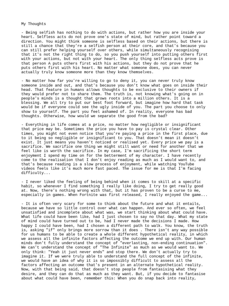 My Thoughts | PDF | Thought | Mind