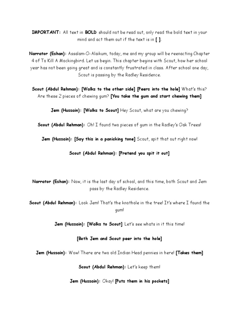 Play Script | PDF | To Kill A Mockingbird