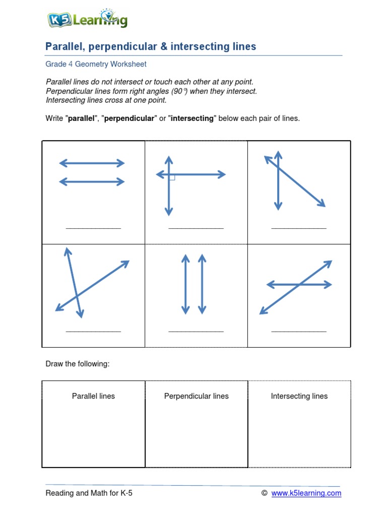 Grade 3 Geometry Parallel Perpendicular Lines B | PDF