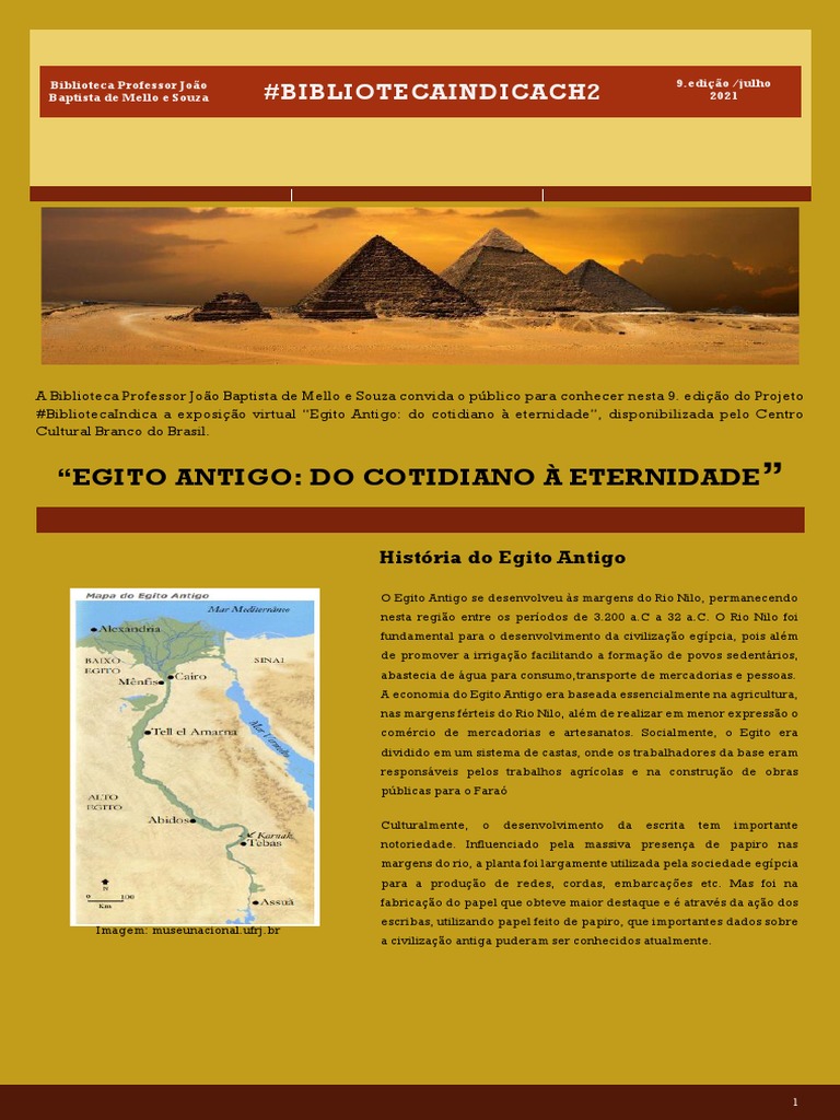 A Exposição Virtual Egito Antigo Do Cotidiano à Eternidade Apresenta