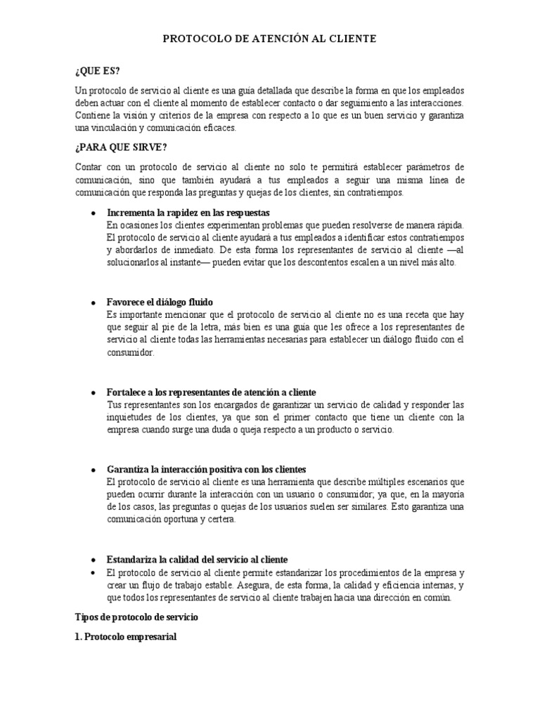 Protocolo de Atencion Al Cliente | PDF | Servicio al Cliente | Cliente