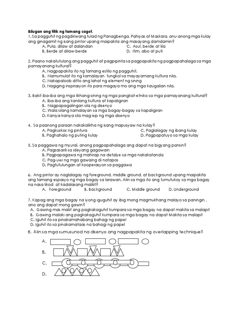 Bilugan Ang Titik NG Tamang Sagot | PDF