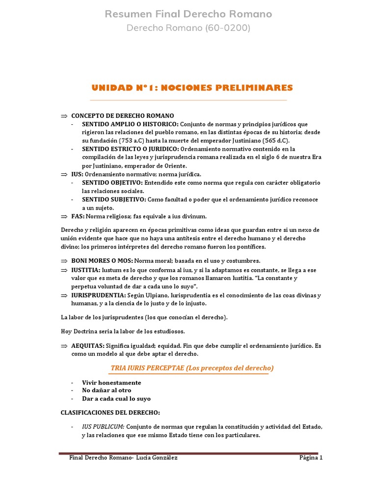 Resumen Final Derecho Romano Compress | PDF | Republica Romana | Roma antigua