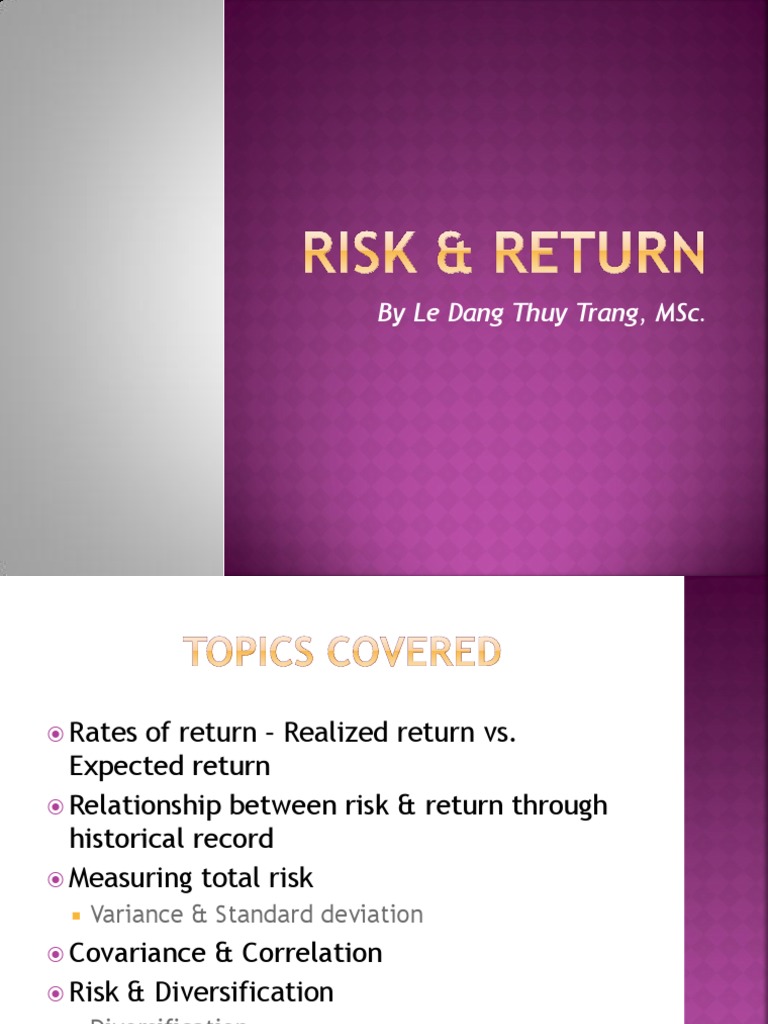 Lecture 7-Risk & Return | PDF | Financial Risk | Capital Asset Pricing Model