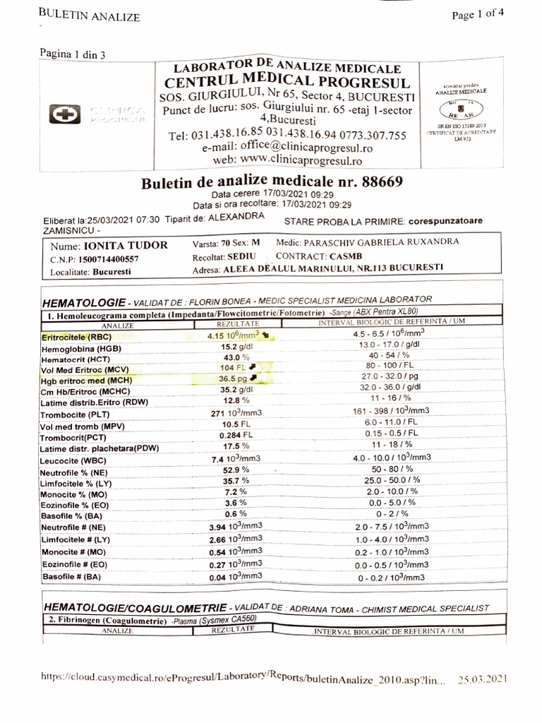 Analize Ionita Tudor | PDF | Cholesterol | Nutrition