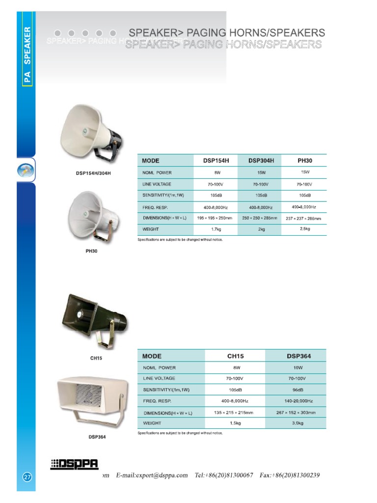 Paging Horn or Speaker Catalogue | PDF