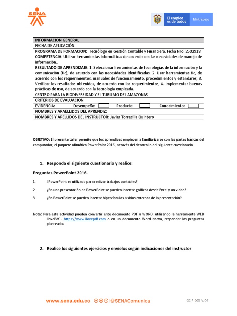 TALLER 03 Ejercicios PowerPoint | PDF | Microsoft PowerPoint | Tecnología de información y ...