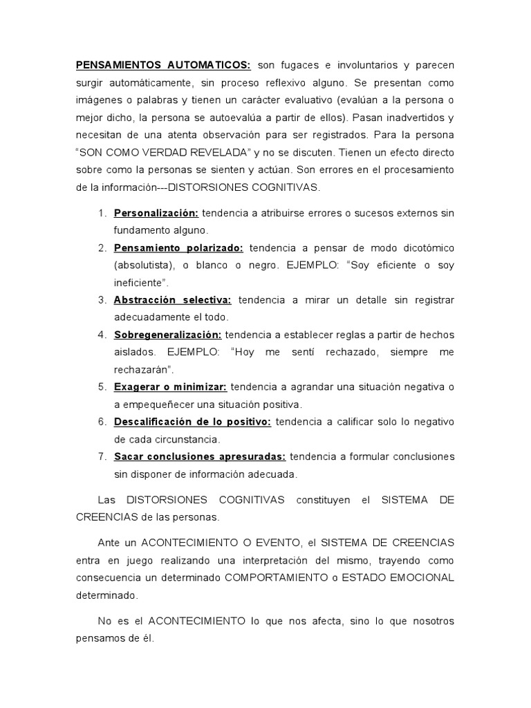Pensamientos Automaticos | PDF