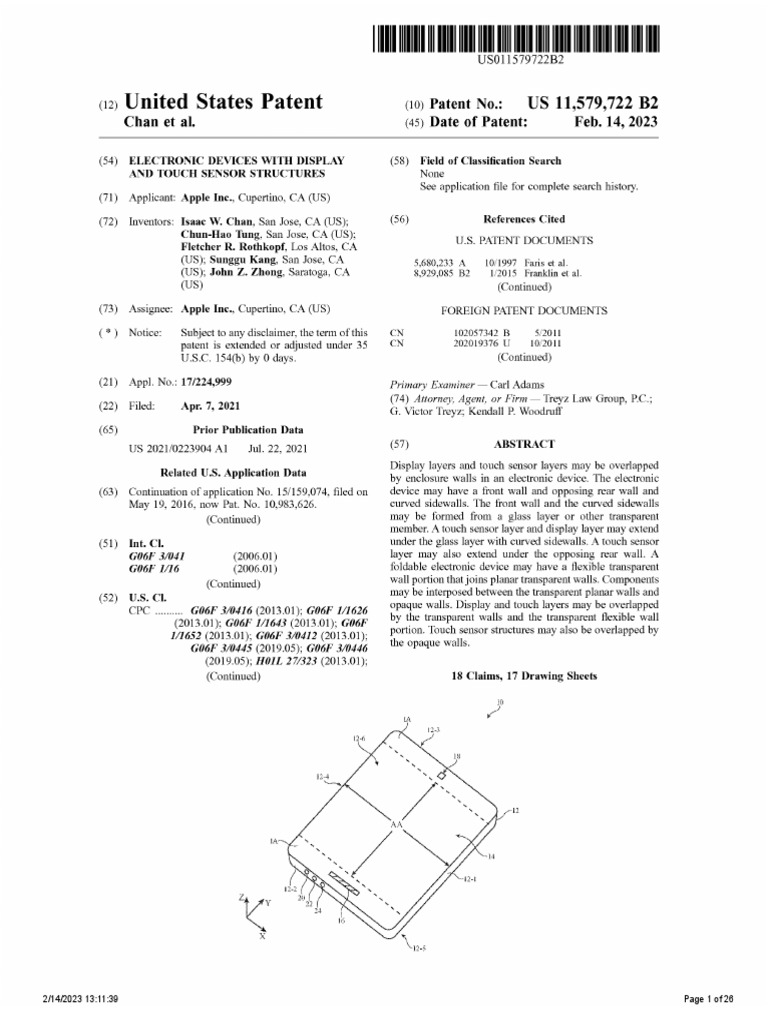 Apple Patent Touchable Sides and Foldable | PDF