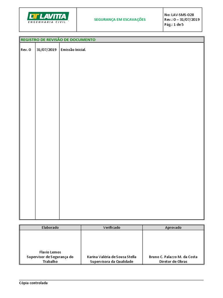 LAV-SMS-028 - Segurança em Escavações Rev.0 | PDF | Engenharia