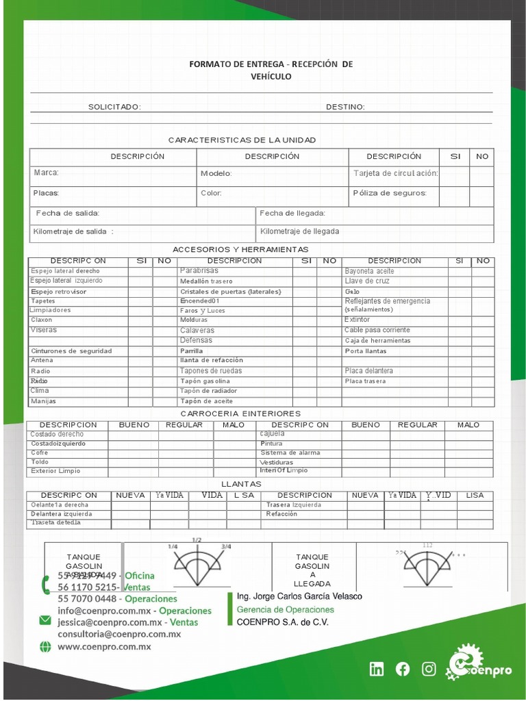 Formato de Entrega - Recepción de Vehículos | PDF | Fabricantes de ...