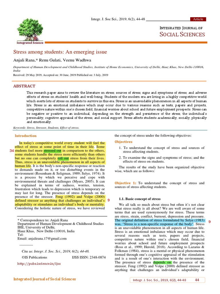 Academic Paper Notes | PDF | Stress (Biology) | Psychological Concepts