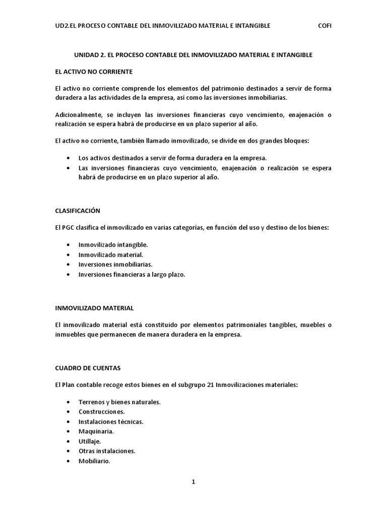 Contabilidad del Inmovilizado | PDF | Contabilidad | Activo intangible