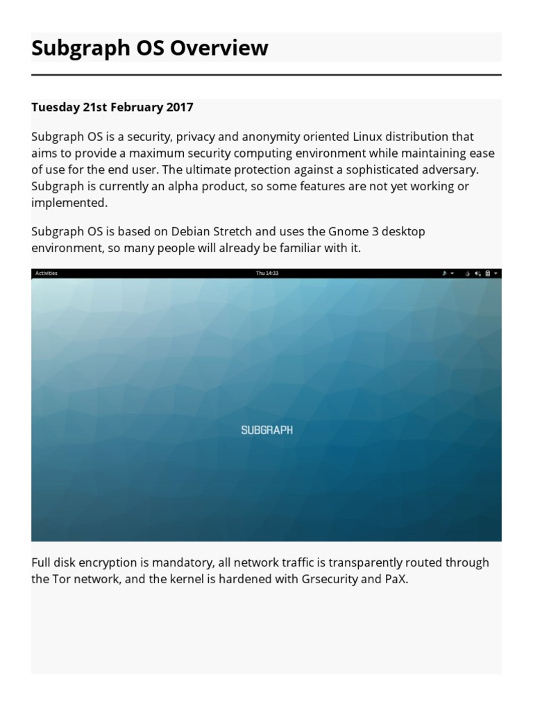 Subgraph OS Overview | PDF | Booting | Desktop Environment