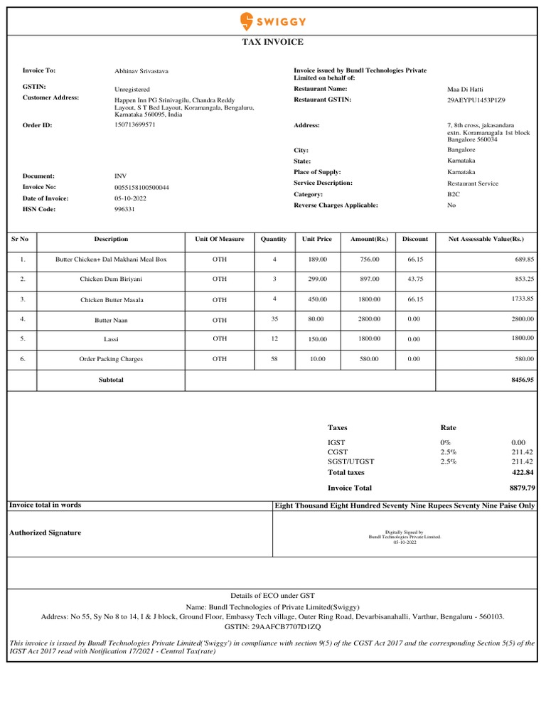 Document From Abhinav Srivastava | PDF | Invoice | Taxation Document From Abhinav Srivastava | PDF | Invoice | Taxation