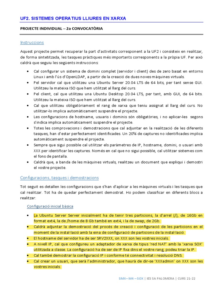 SMX M4 UF2 Projecte2aConvocatoria | PDF