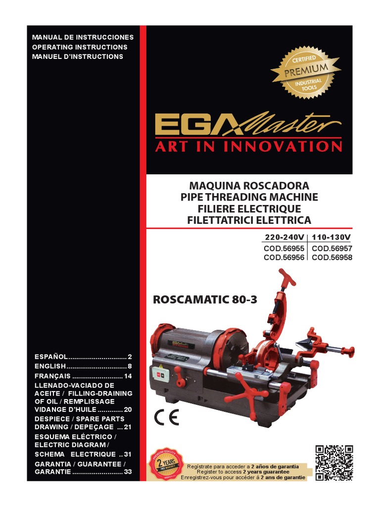 EGA Master PIPING PIPE THREADING MACHINES 56955EN M | PDF | Bienes ...
