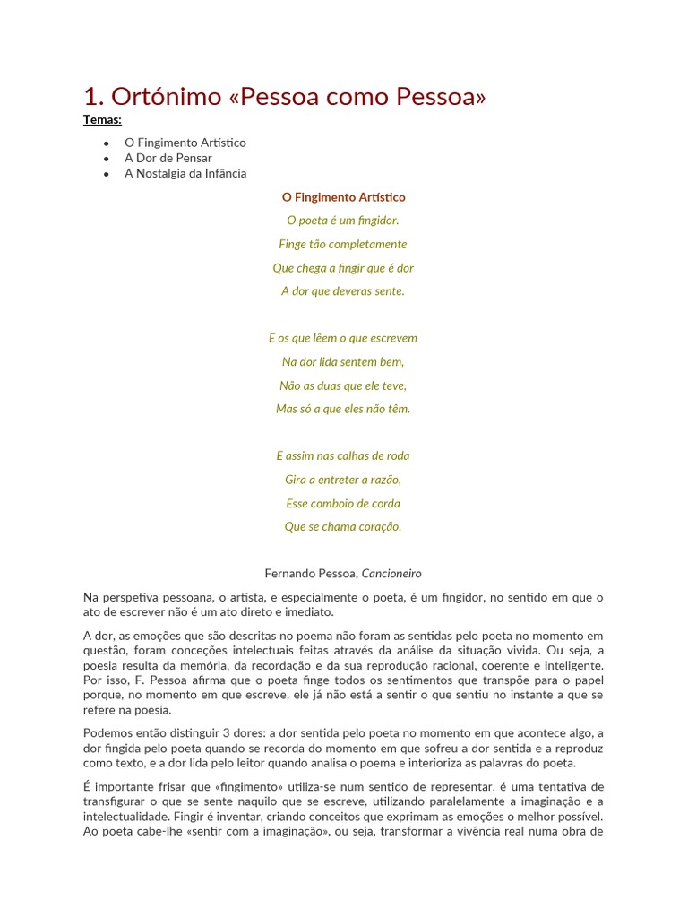 Fernando Pessoa Analise | PDF | Poesia | Pensamento