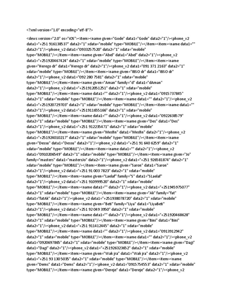 Mobile Contacts List for iOS | PDF