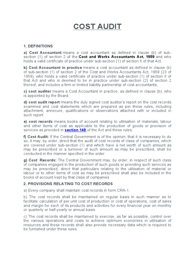 Cost Audit | Download Free PDF | Audit | Auditor's Report