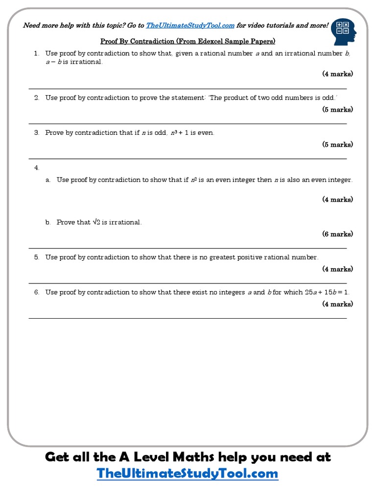 A Level Proof by Contradiction Examples | PDF