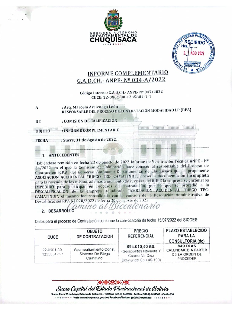 Informe Complementario | PDF