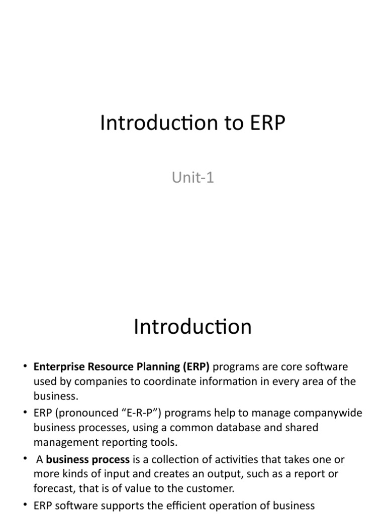 Introduction To ERP | PDF