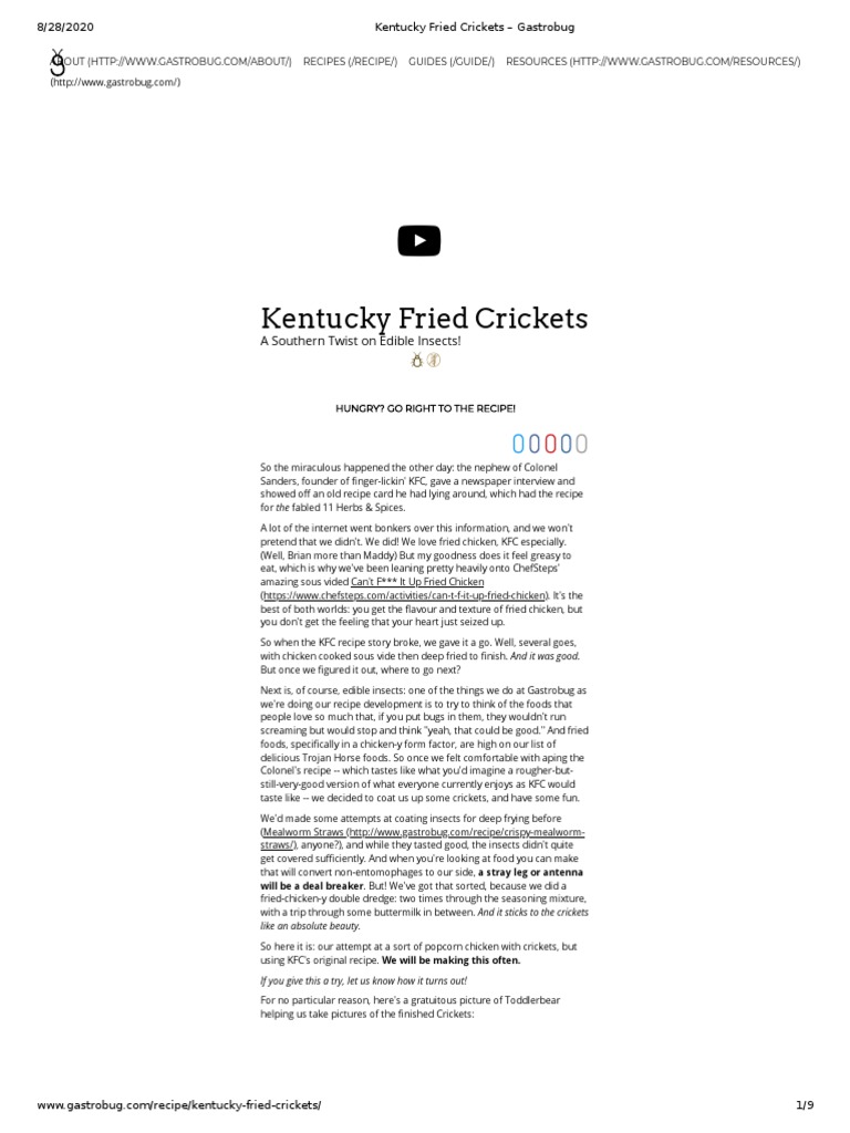 Kentucky Fried Crickets | PDF | Tablespoon | Mustard (Condiment)