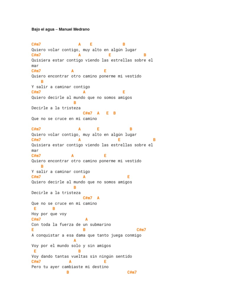 Bajo El Agua - Manuel Medrano | PDF