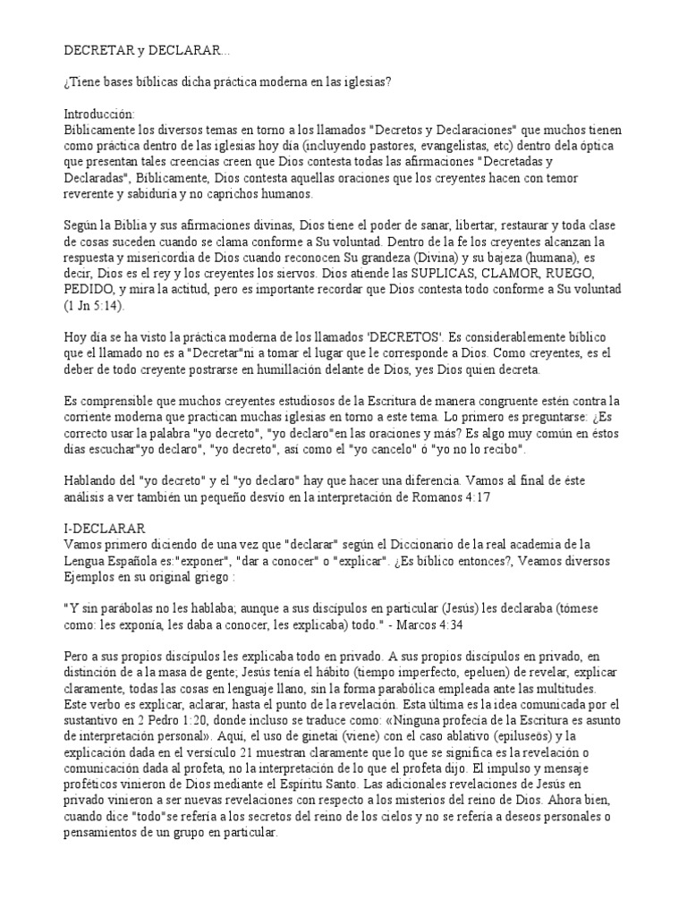 DECRETAR y DECLARAR | PDF | Biblia | Dios